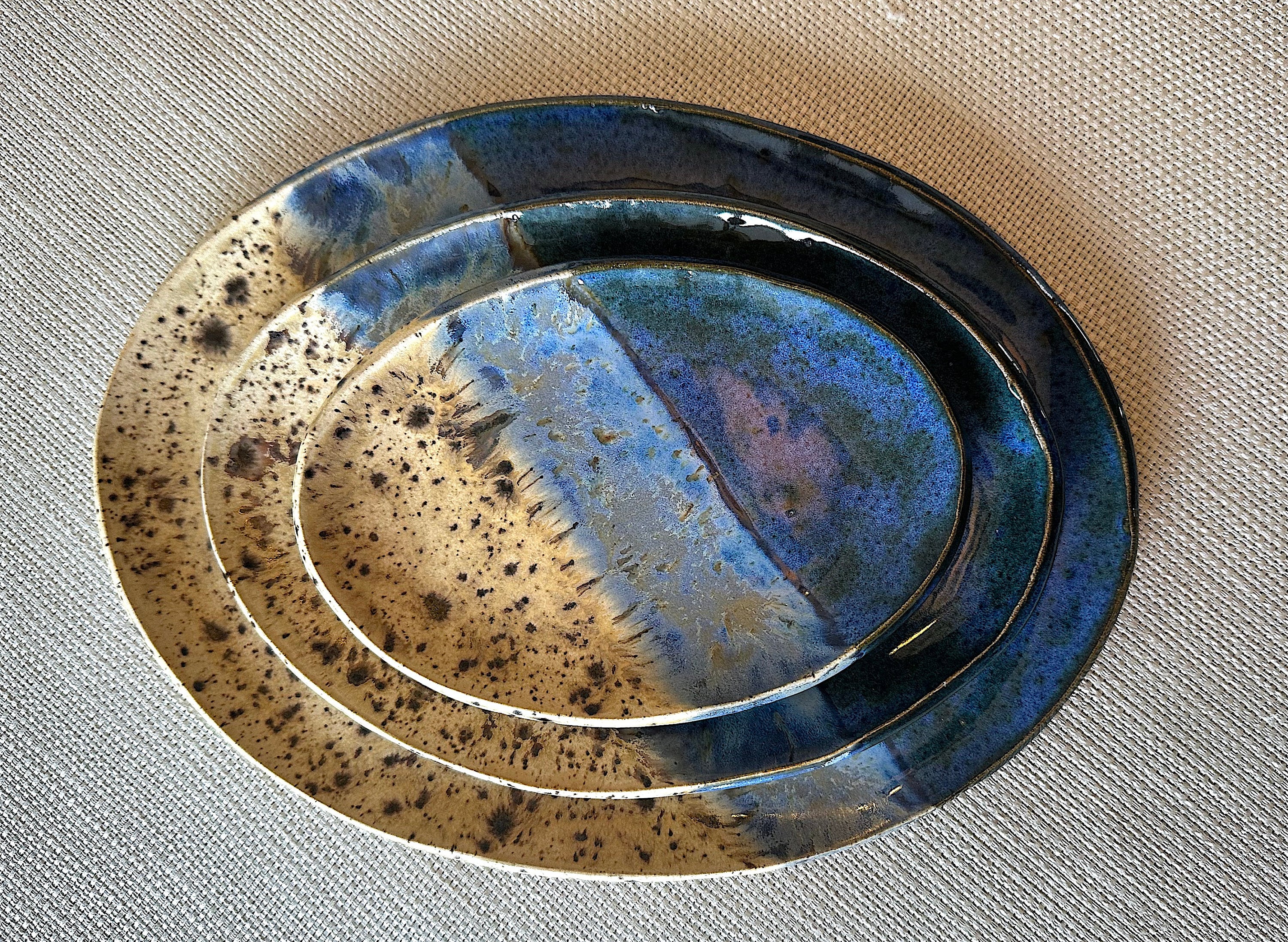 Set of 3 Hand Built Pottery Platters/plates 6, 8 and 10 Inches ...