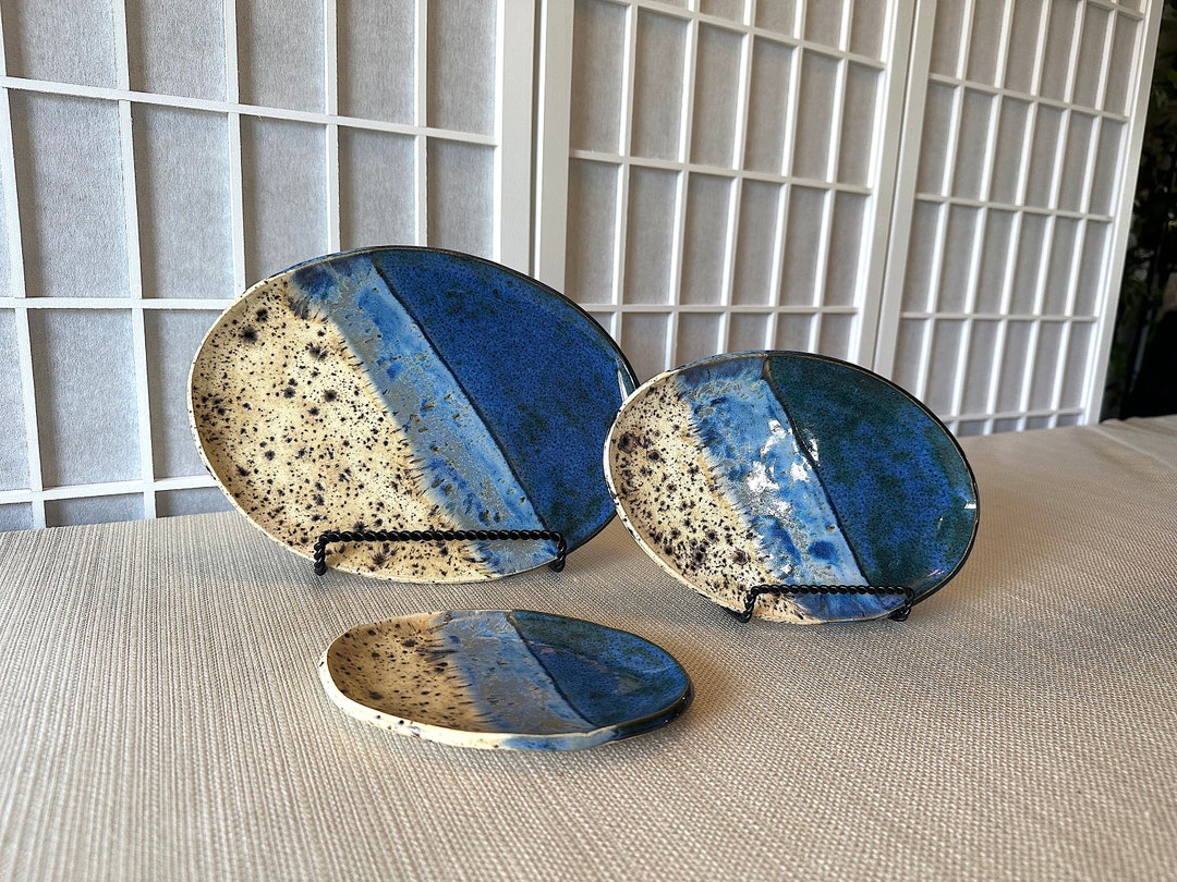 Set of 3 Hand Built Pottery Platters/plates 6, 8 and 10 Inches ...