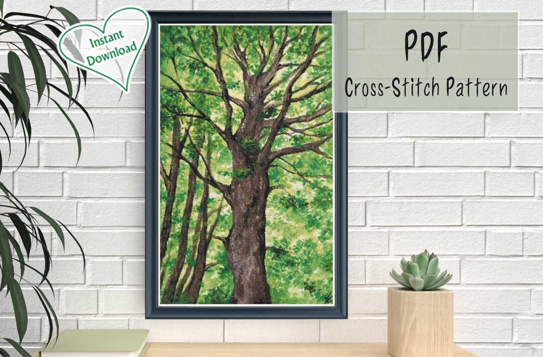 Green Tree - Cross Stitch Pattern, Full Coverage Cross Stitch Pattern ...