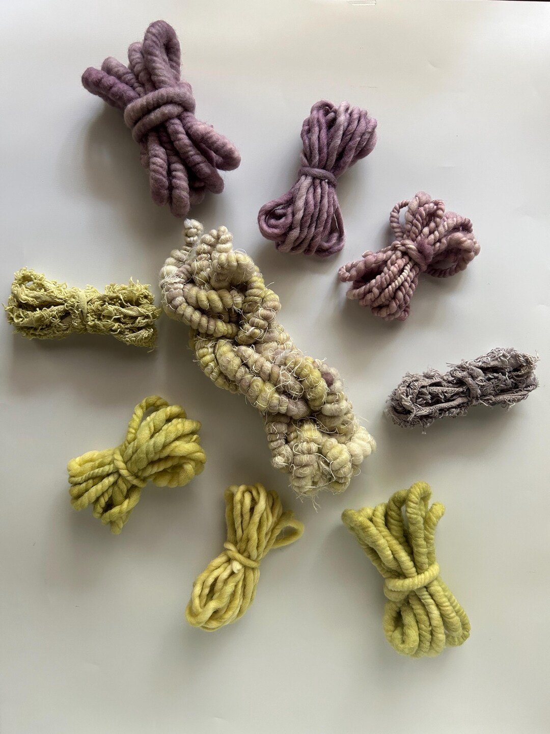Artisanal Hand-dyed & Spun Fiber Pack: Bulky Weaving Yarn Bundle for ...