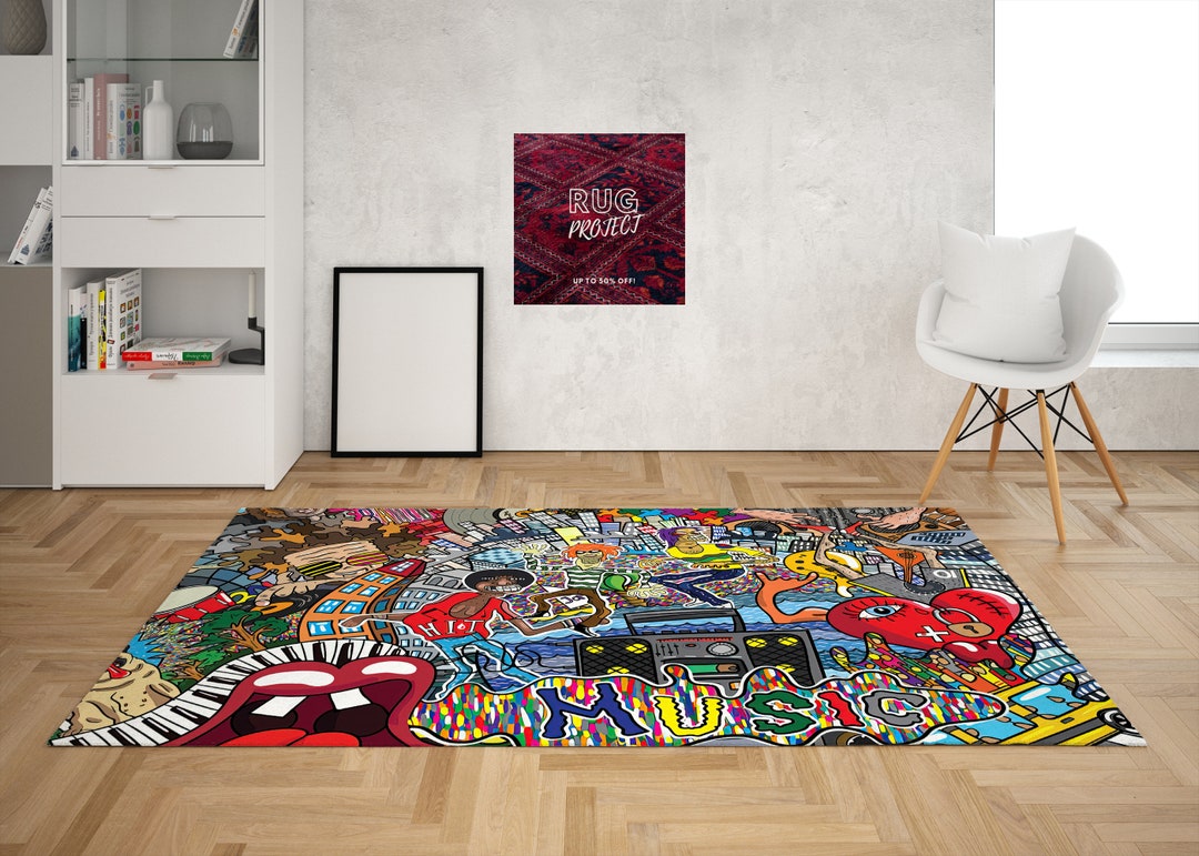 Road Grafitti Design Abstract Rug, Modern Rug, Abstract Picture Rugs ...