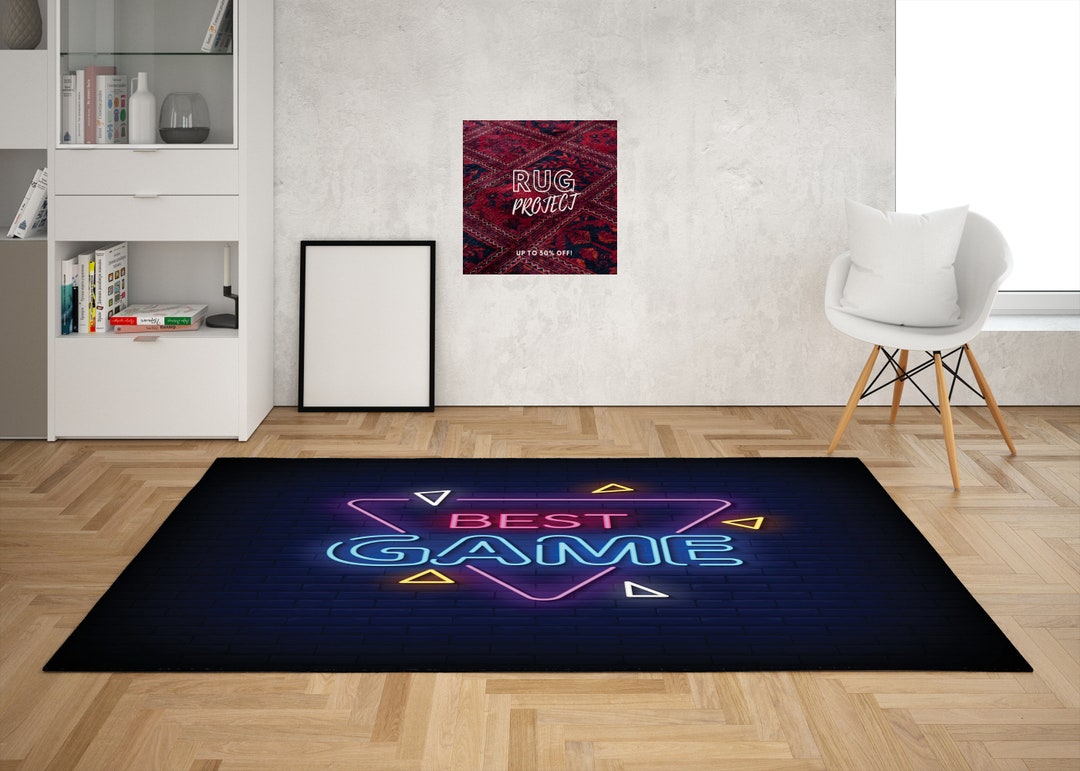 Best Game Neon Rug, E-sport Rug, Neon Flower Rug, Modern Rug, for ...