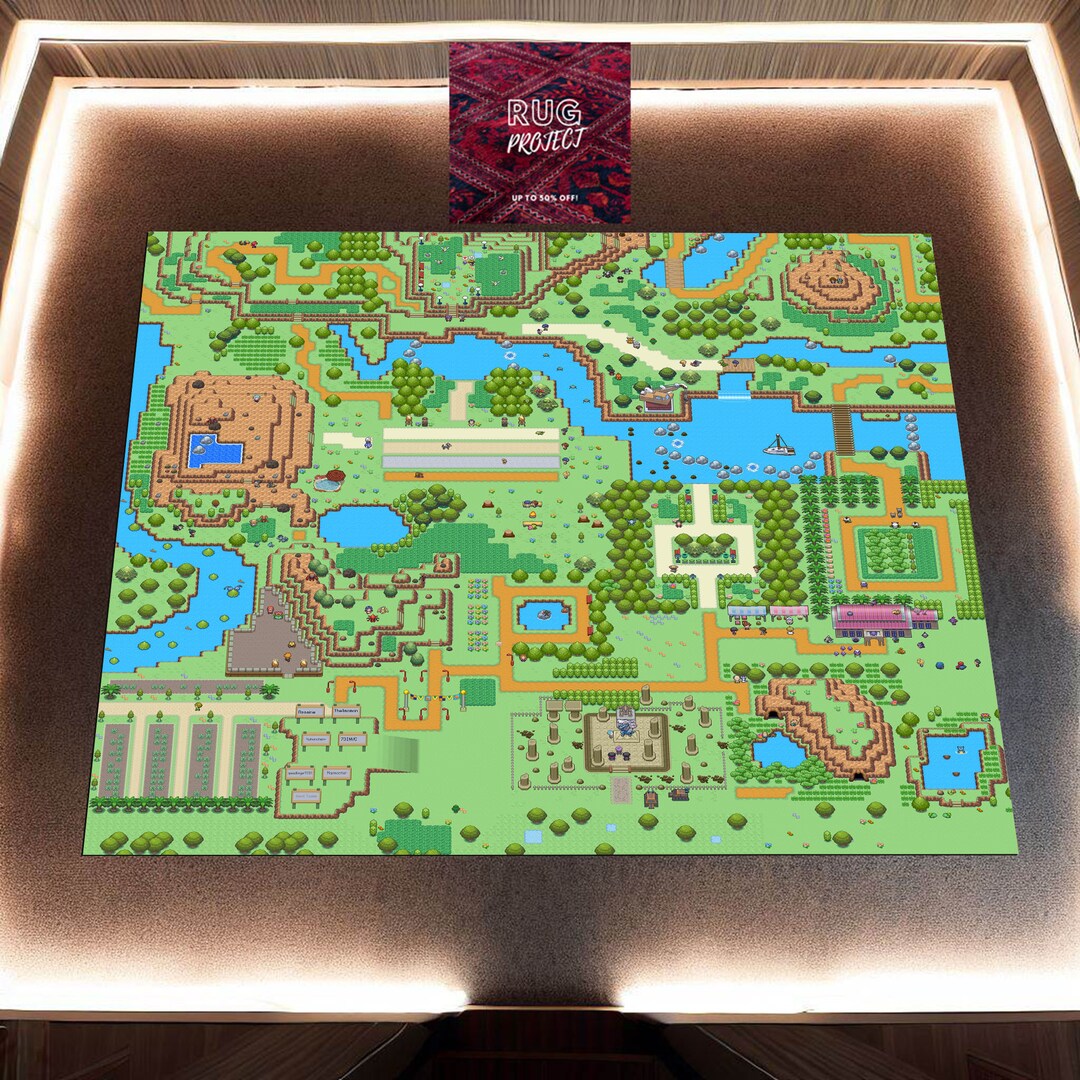 Pokeanime Gameboy Map Rug, Abstract Picture Rugs, Minimalist Rug ...