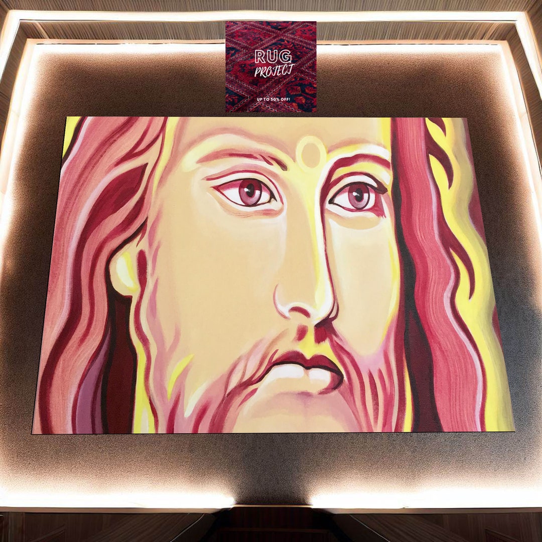 Modern Jesus Art Rug, Modern Rug, Abstract Picture Rugs, Minimalist Rug ...
