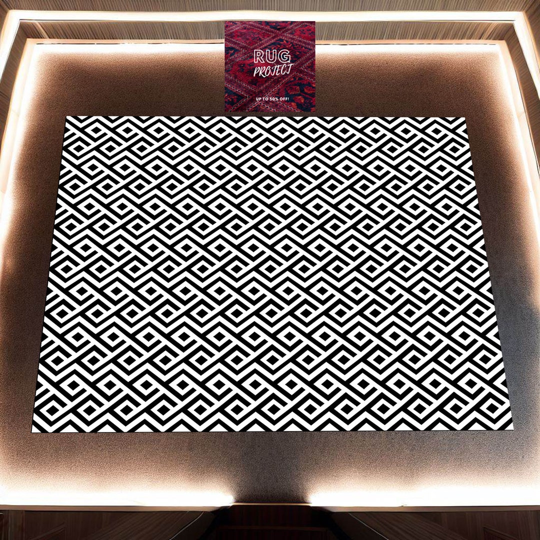 Black and White Pattern Codewelt Rug, Abstract Picture Rugs, Minimalist ...