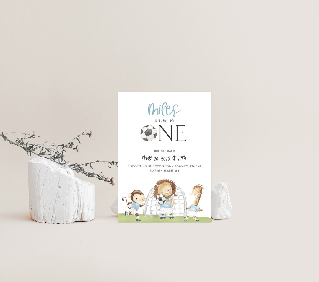 Soccer/football First Birthday Invitation With Blue Sports Kit - Etsy