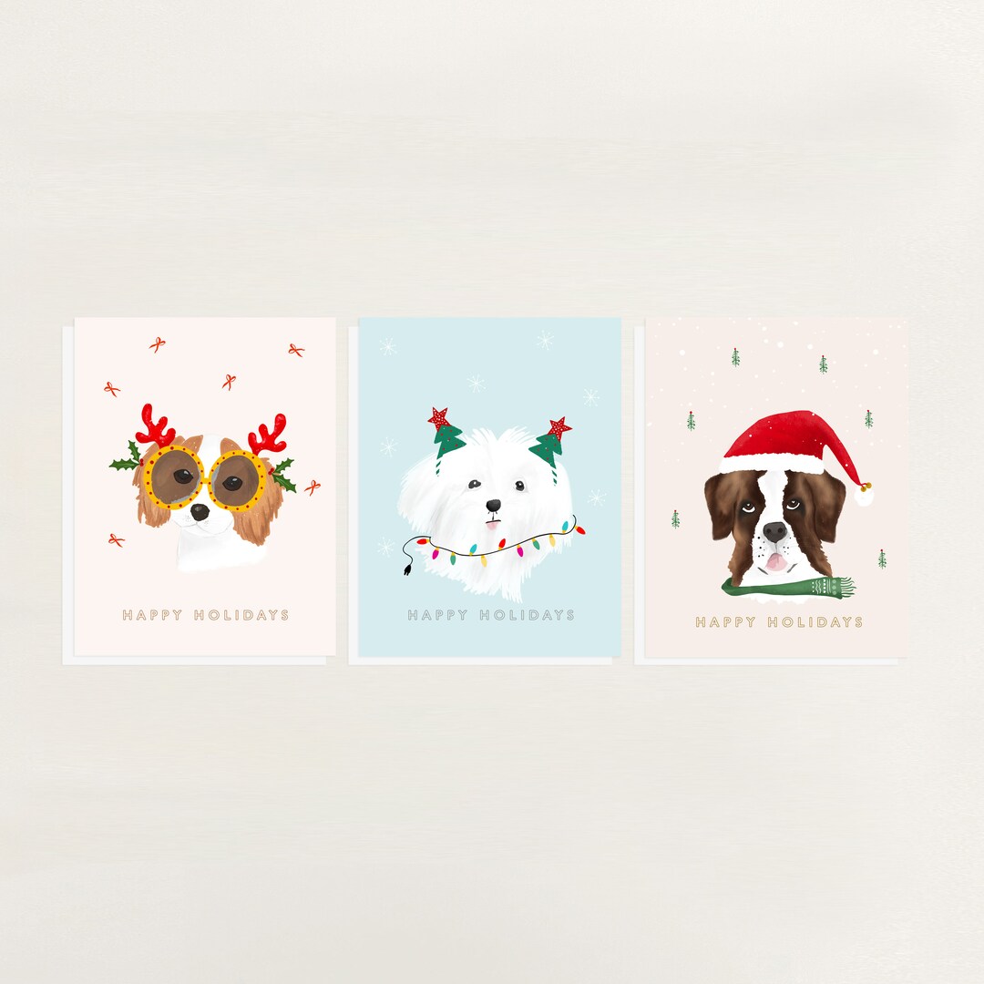 Dog Christmas Cards Pack of 6 Portraits - Etsy