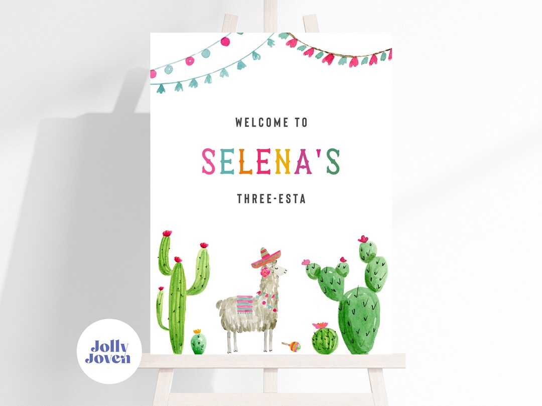 Fiesta Three-esta Welcome Sign 18x24in - Etsy