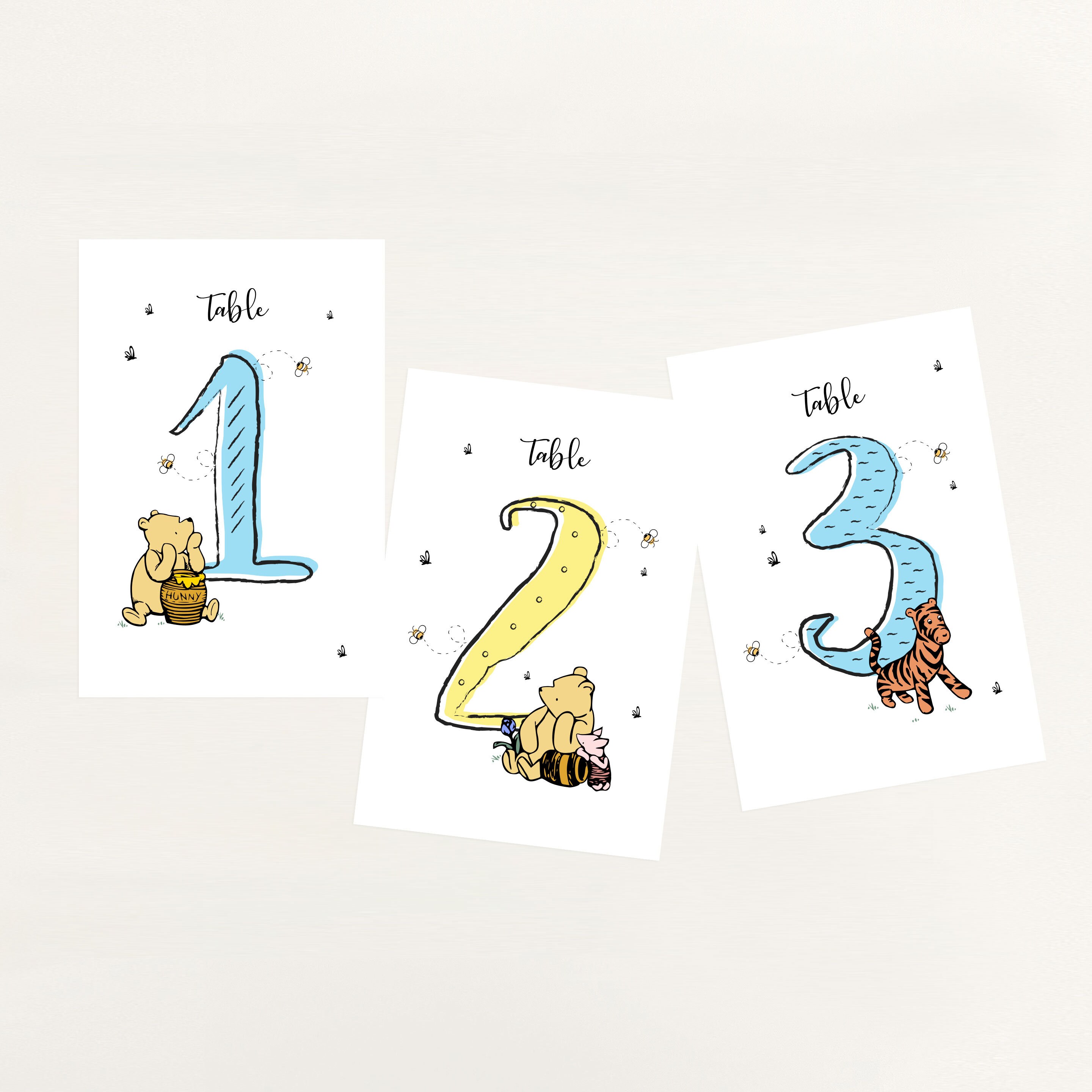 Table Numbers - Classic Winnie the Pooh - Illustration Style - Etsy