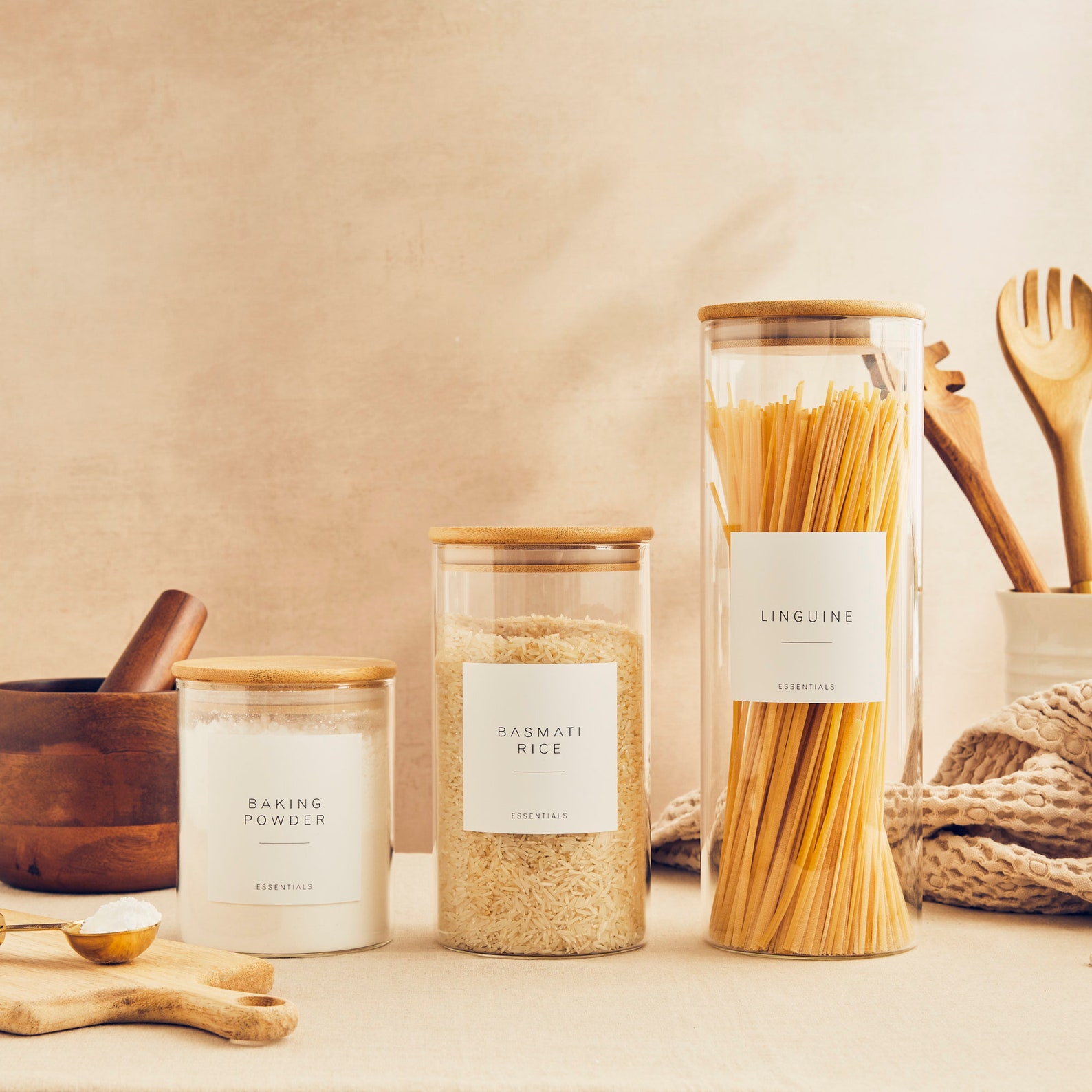 Pantry Starter Kit Glass Kitchen Storage Jar With Label - Etsy