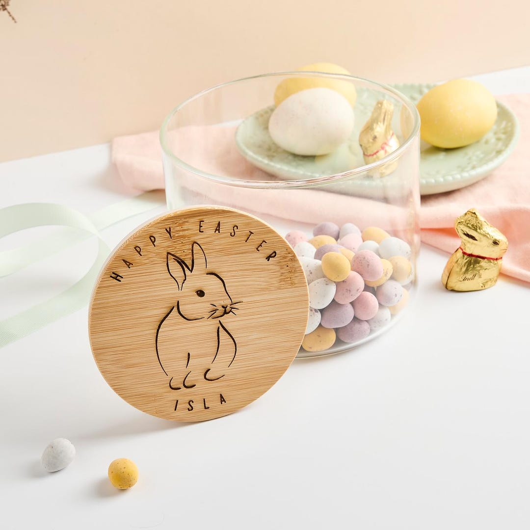 Personalised Engraved Easter Glass Jar | Easter Treat Jar | Storage Jar ...