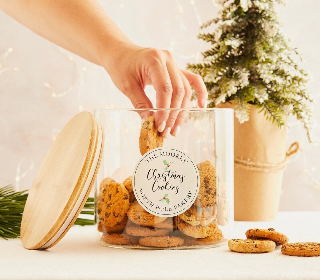 Christmas Cookie Jar With Personalised Label | Christmas Gift | Custom ...