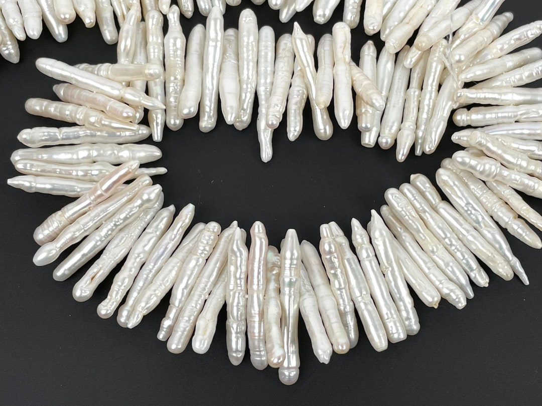 5-6×26-33mm Biwa Pearl Sticks, Natural Freshwater White Biwa Pearls ...