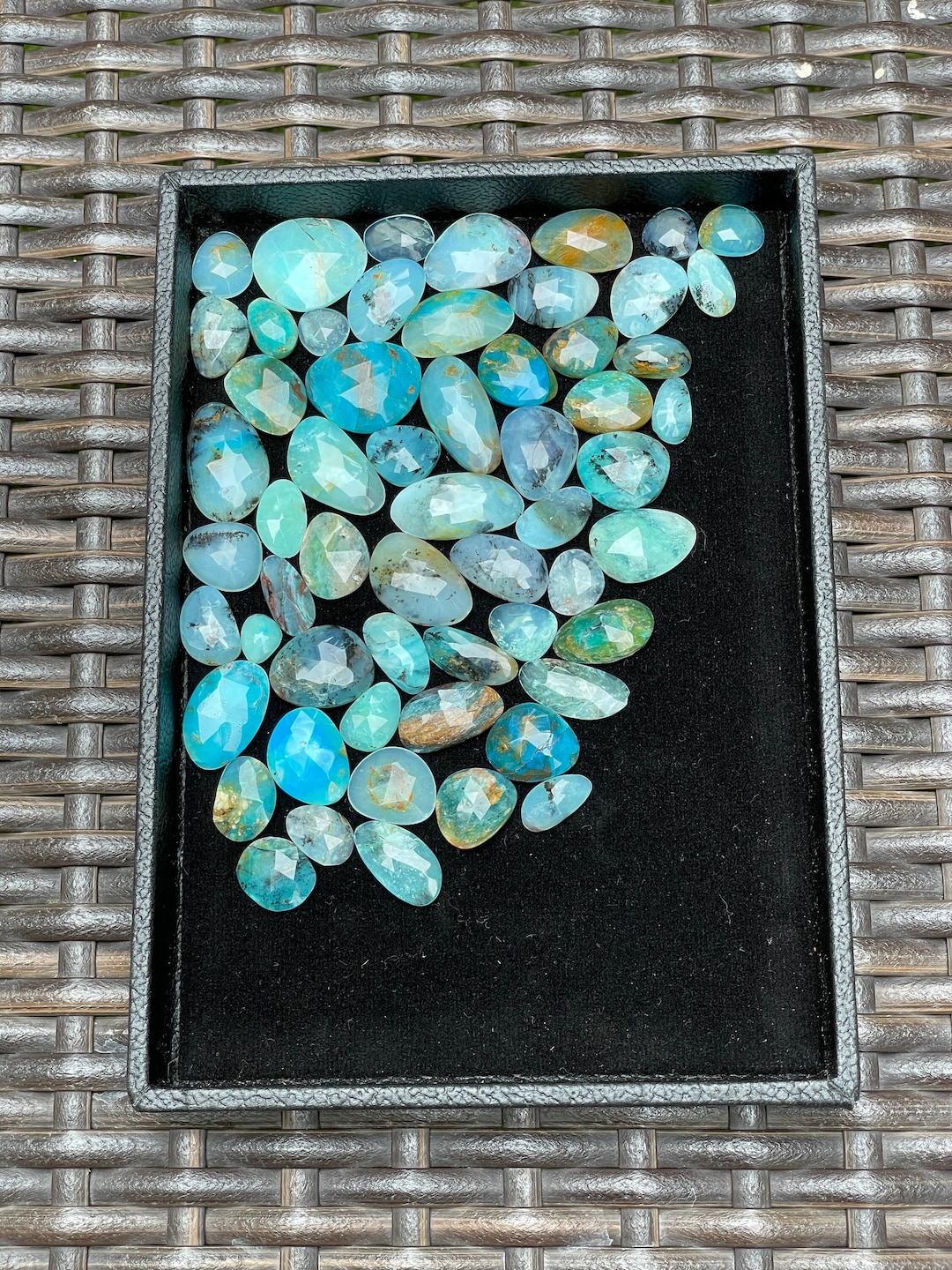 Natural Peruvian Opal Rose Cut Gemstone | Blue Peru Opal Polki Stone ...