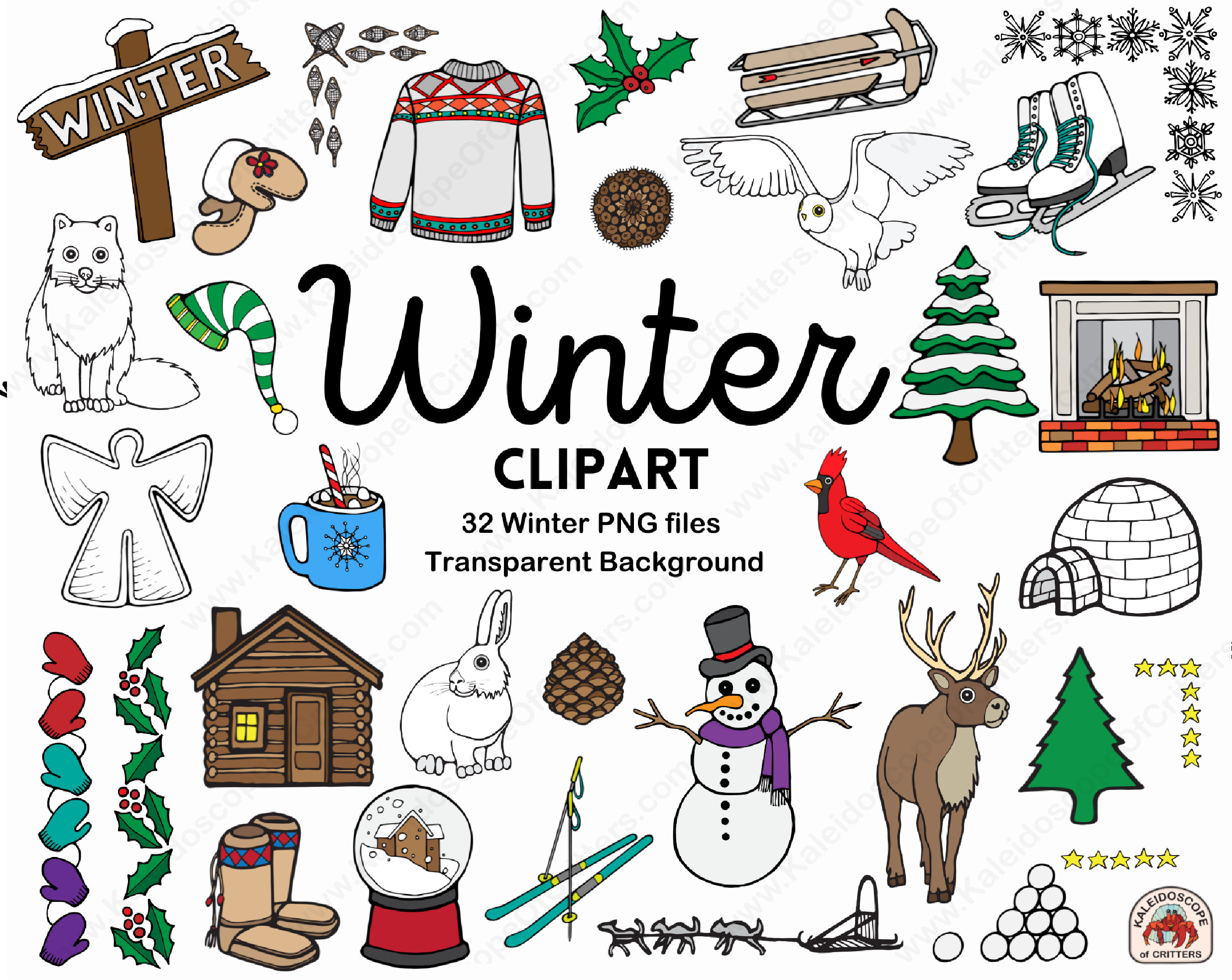 Winter Color Clipart - Etsy
