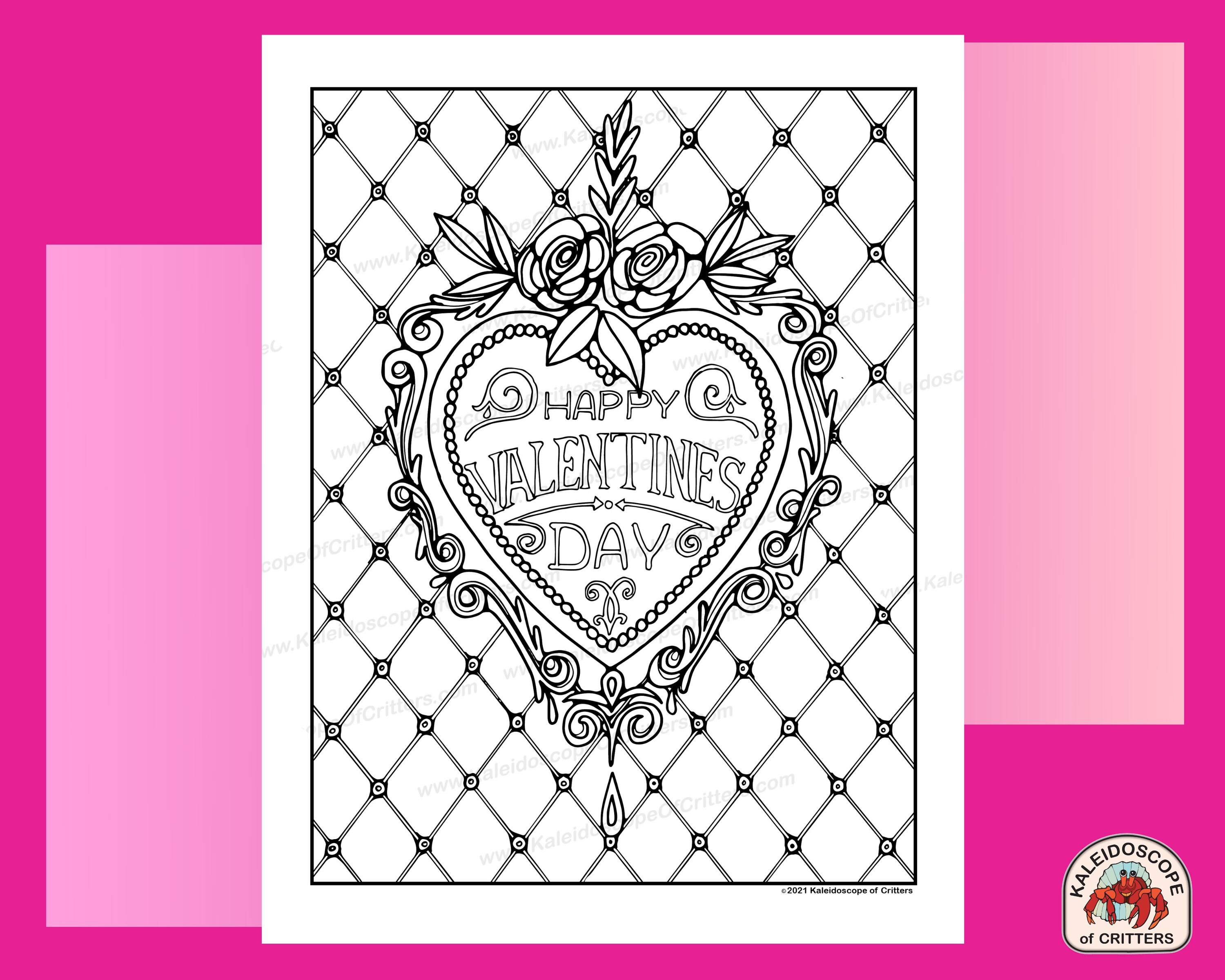6 Valentine's Day Coloring Pages - Etsy