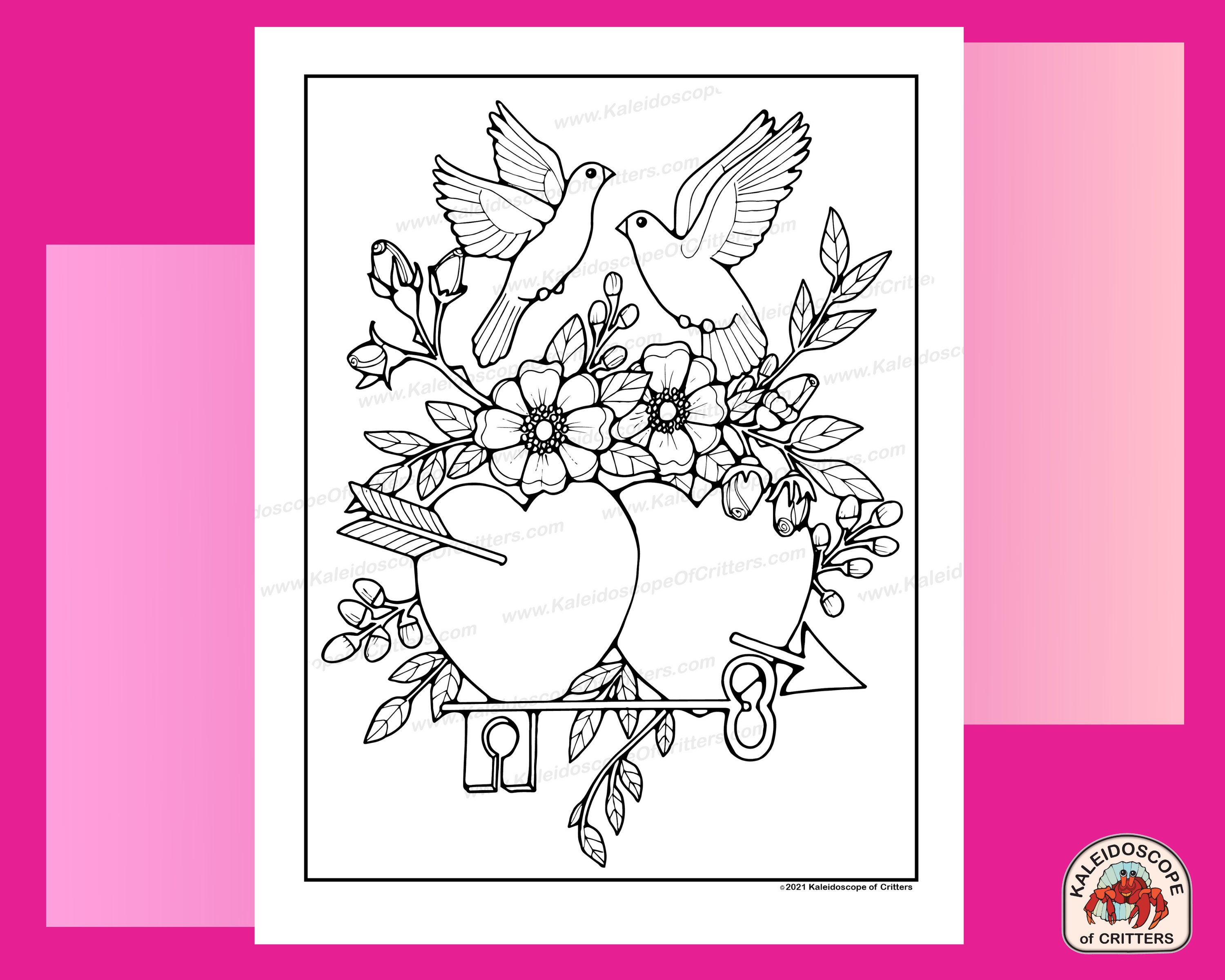 6 Valentine's Day Coloring Pages - Etsy