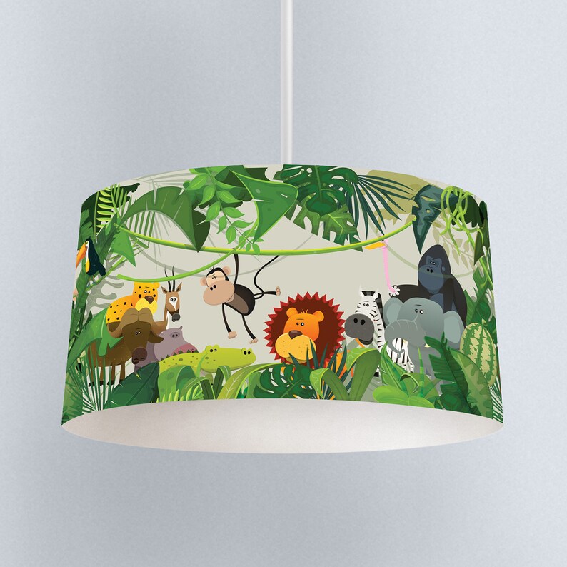 Custom Nursery Safari Pendant Light, Ceiling Light, Lion Lampshade ...