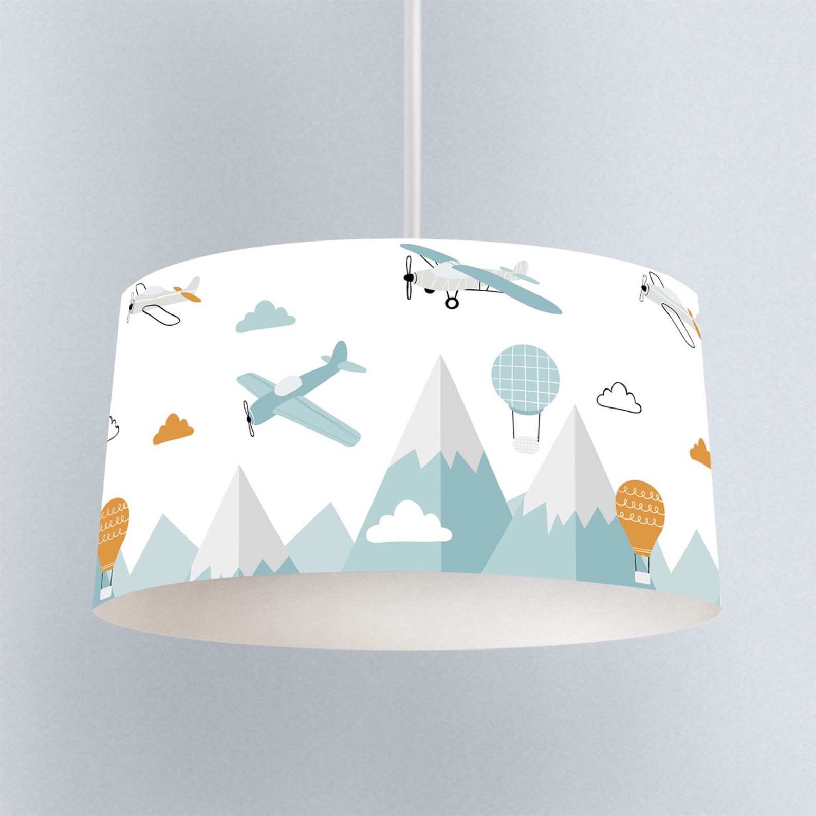 Personalized Pastel Tone Pendant, Scandinavian Mountain Themed Ceiling ...