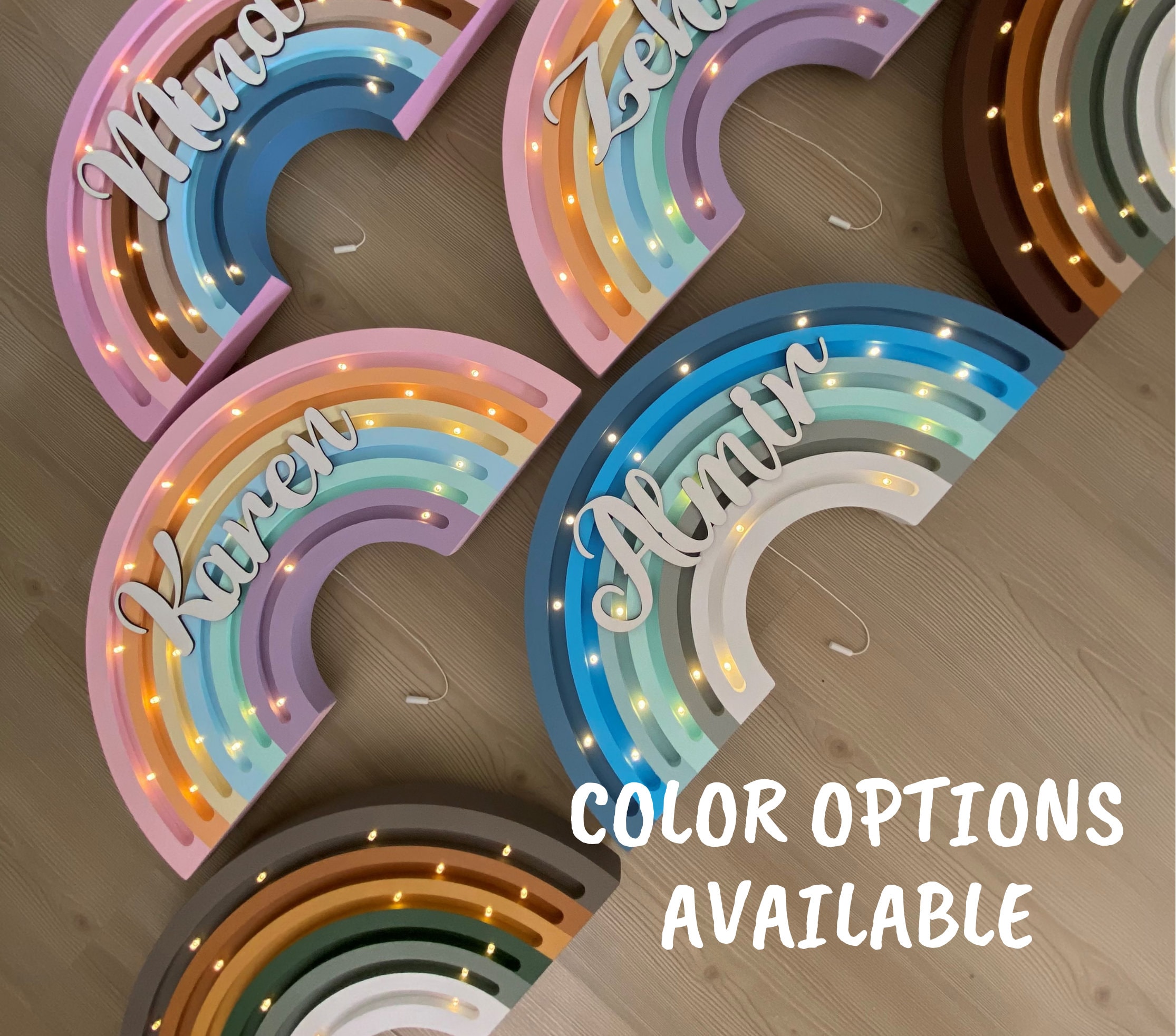 Personalized Rainbow Led Light, Wall Mounted Lamp, Colorful Led Light ...