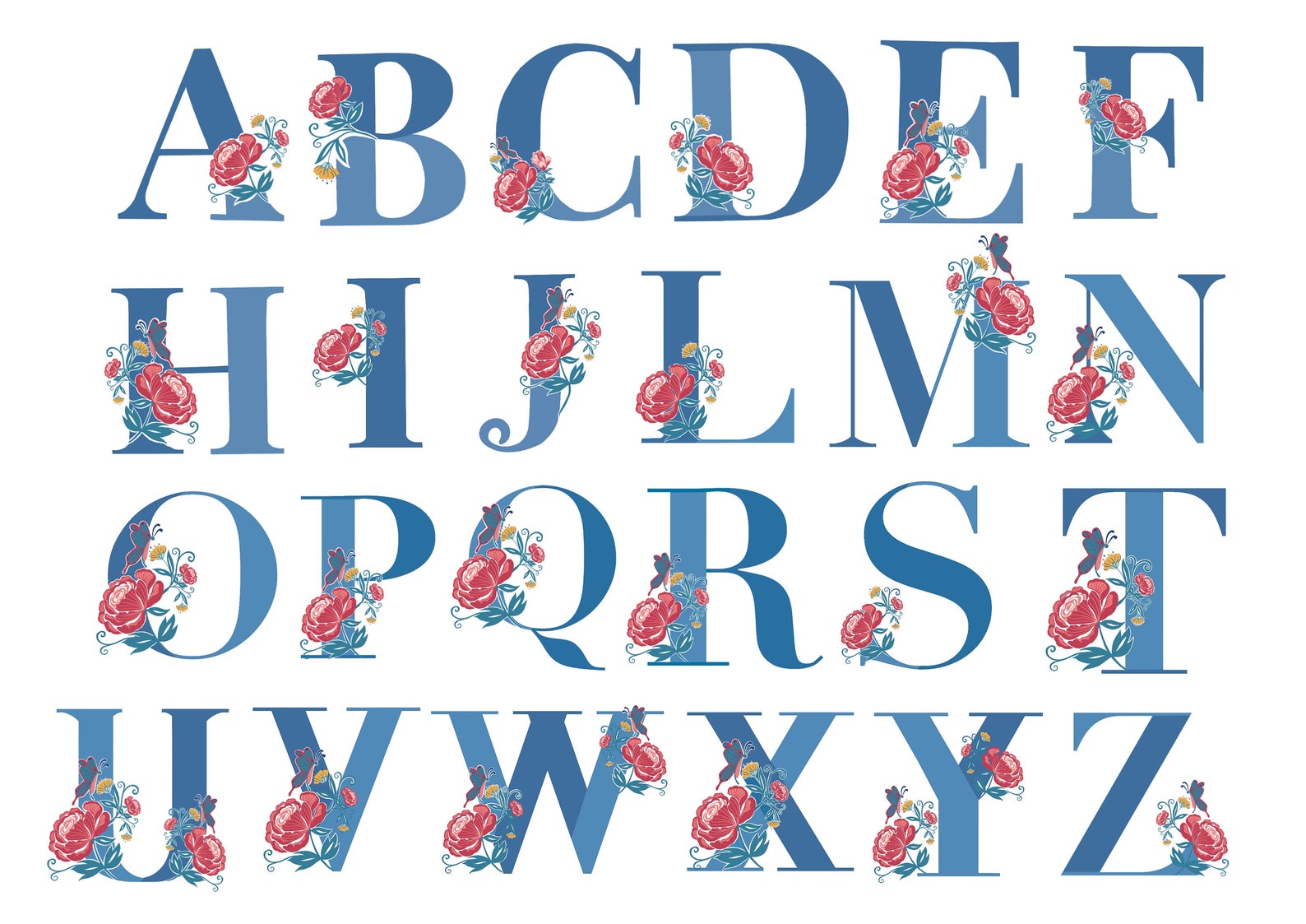 Flower Font File PSD, Monogram Font , Vector Font, Cut Font, Design ...