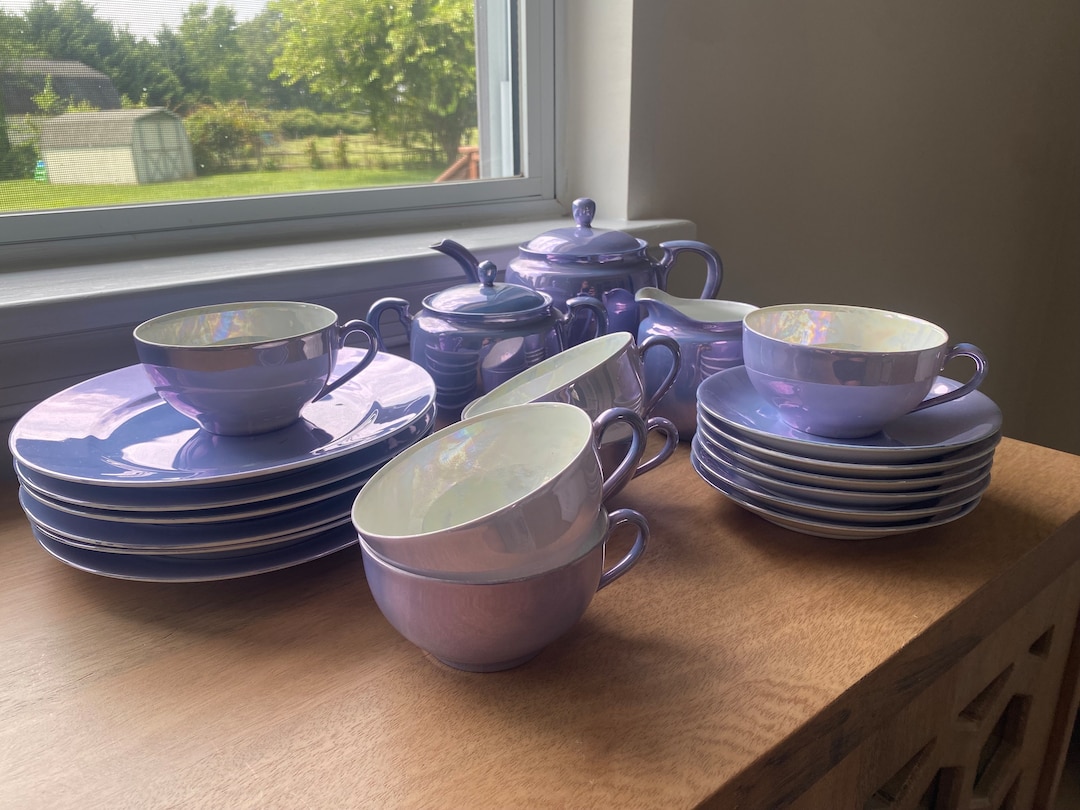 Antique Noritake Periwinkle Iridescent/lusterware Porcelain Tea Set | Made in Japan - Etsy