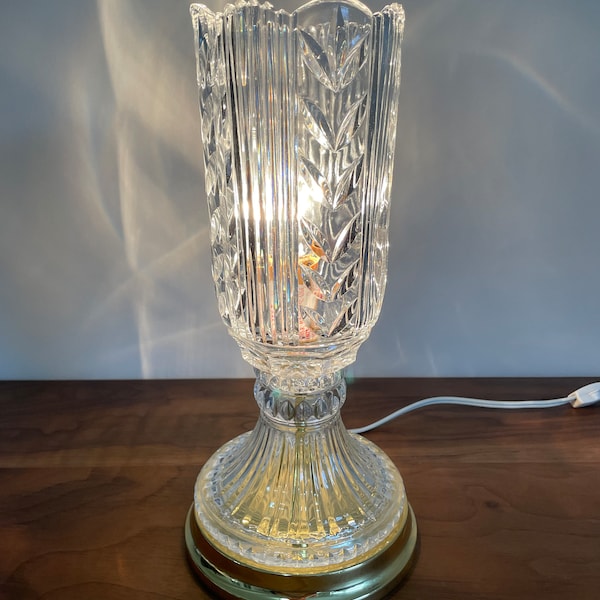 Antique Lead Crystal Table Lamp - Etsy