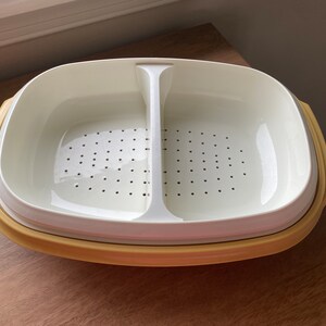 Vintage Harvest Yellow Tupperware Vegetable/rice Steamer Strainer With ...