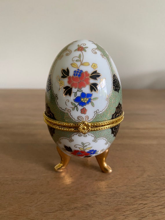 vintage porcelain egg trinket - Gem