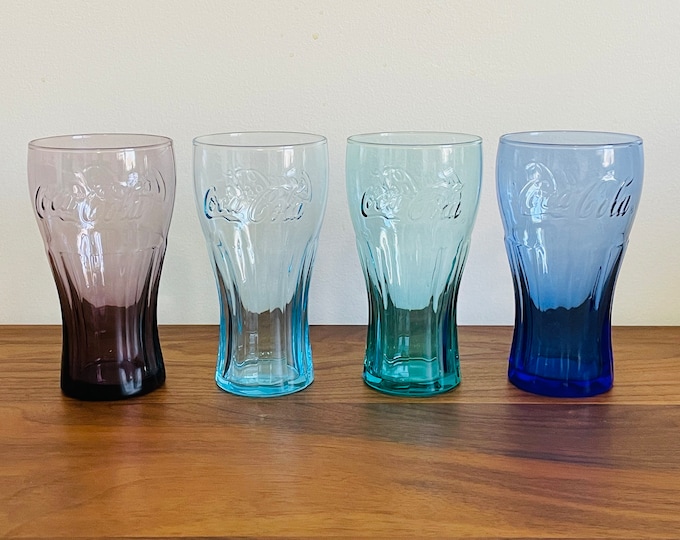 Cobalt Blue Coca Cola Coke Glasses Tumblers Set of 2 Two Coke Bottle ...