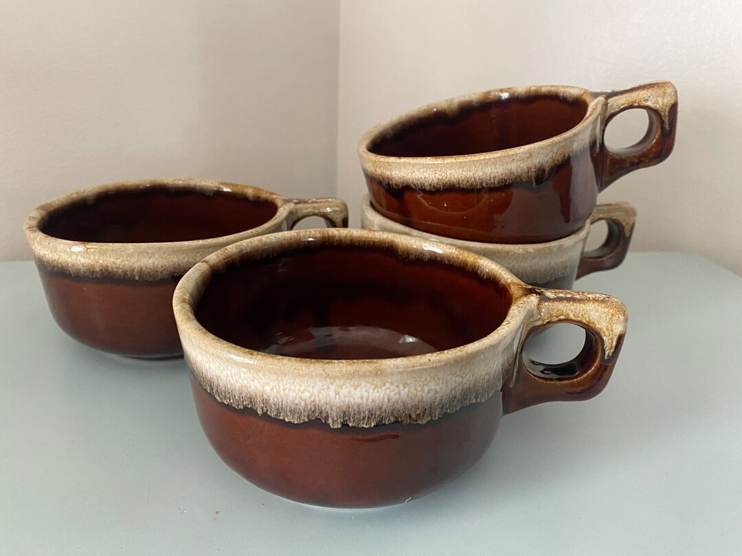 Set of 4 Western Stoneware Soup Crocks/mugs With Handle - Etsy