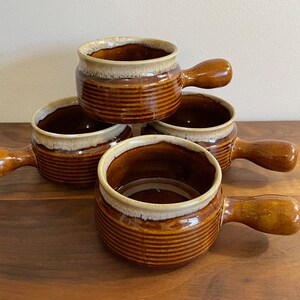 Set of 4 Western Stoneware Soup Crocks/mugs With Handle - Etsy