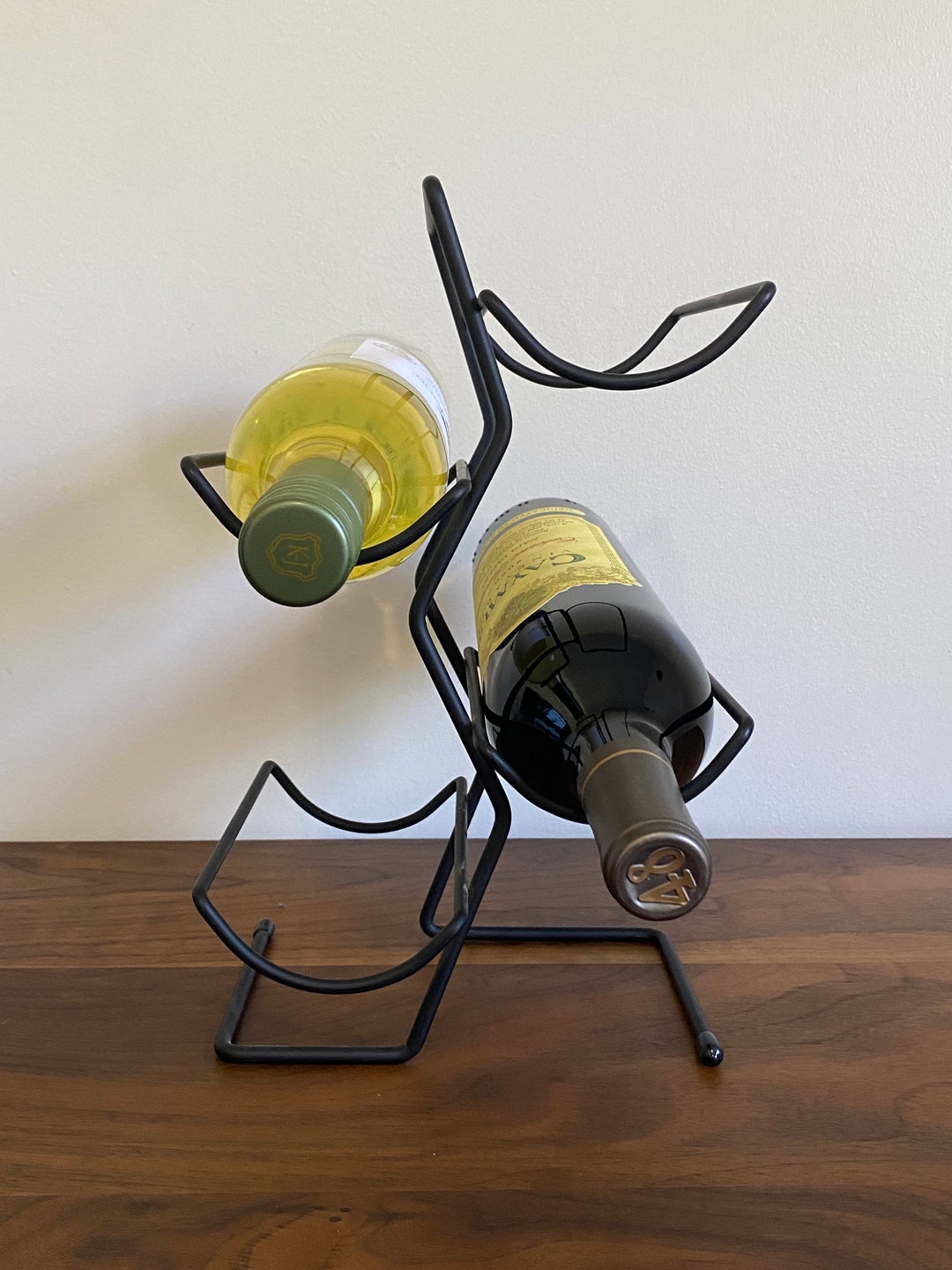 Vintage 4 Bottle Black Metal Wine Rack - Etsy