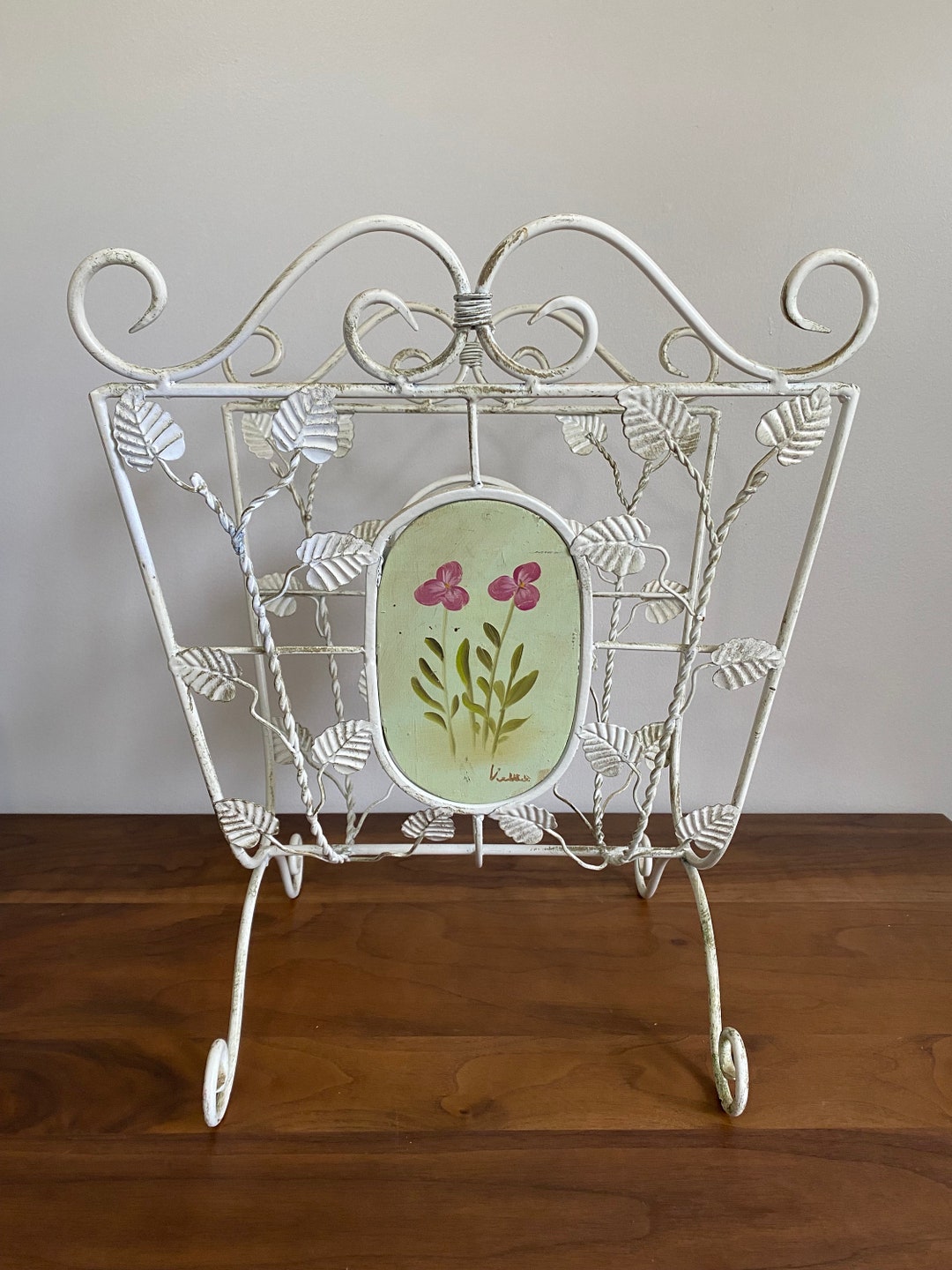 Vintage French Country Beige Metal Magazine Rack - Etsy
