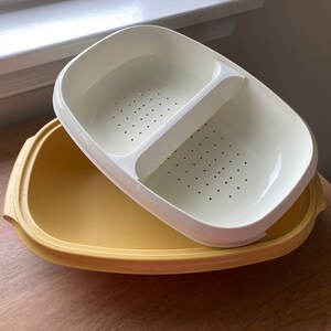 Vintage Harvest Yellow Tupperware Vegetable/rice Steamer Strainer With ...