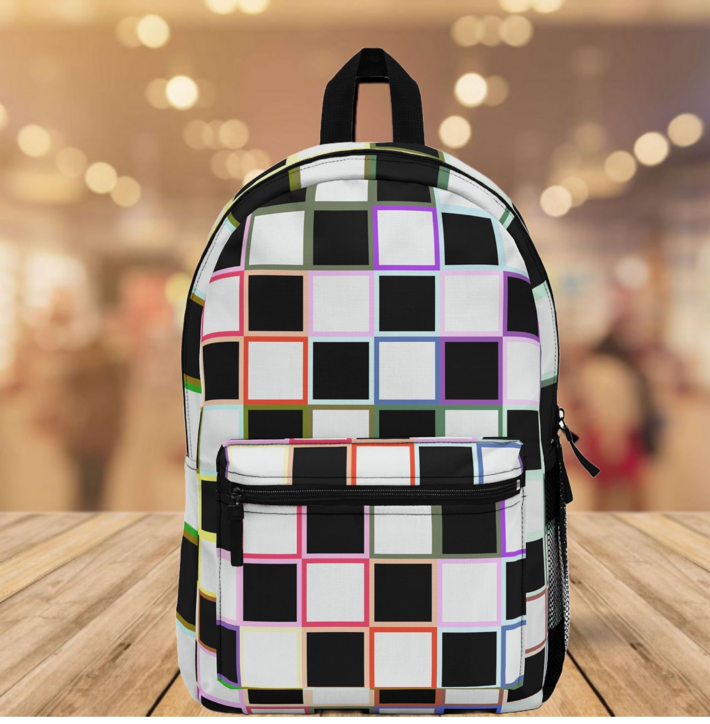 Checkered Backpack Black and White Work School College Women - Etsy