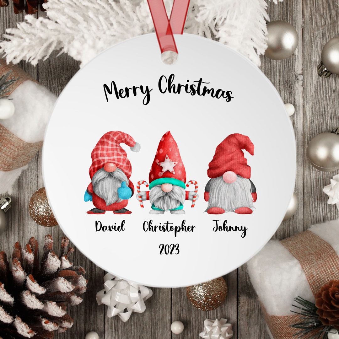 Personalized Gnomes Metal Ornament Personalized First Christmas Family ...