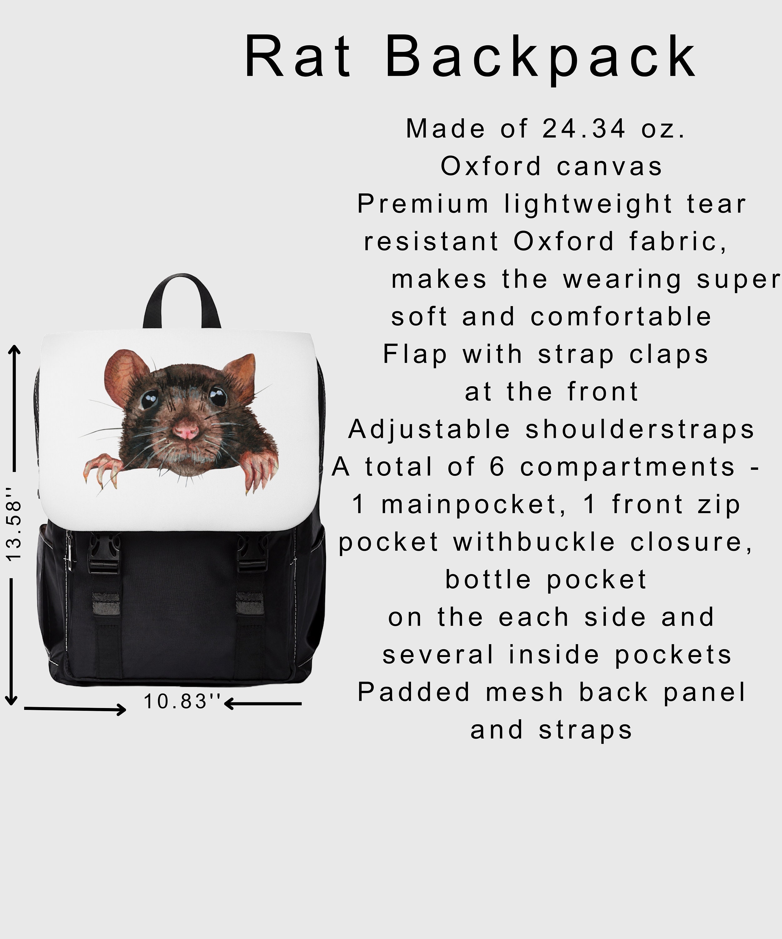 Personalized Rat Backpack Sports Rucksack for Rat Lovers Gift - Etsy