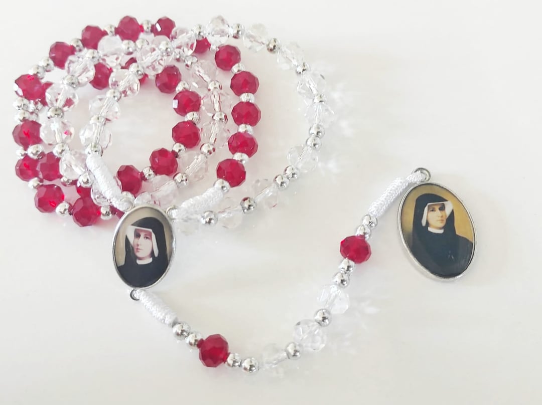 Divine Mercy Rosary Chaplet of Divine Mercy, White and Red Crystal ...