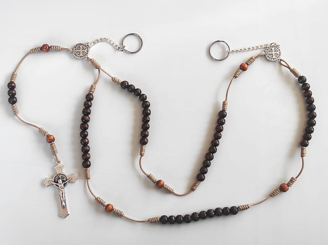 St Benedict Rosary: Olive Wood Belt Habit, Catholic Gift - Etsy