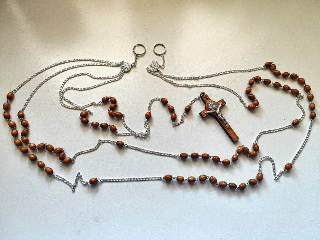 Habit Rosary Belt Rosary Olive Wood Beads Obsidian Waist Wall Cross ...