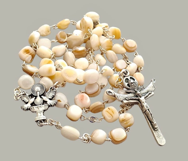 Rosary of the Holy Eucharist Holy Spirit Rosary Mother of Pearl Rosary ...