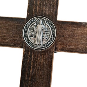 St. Saint Benedict Wall Hanging Cross Crucifix HANDMADE of Wood - Etsy