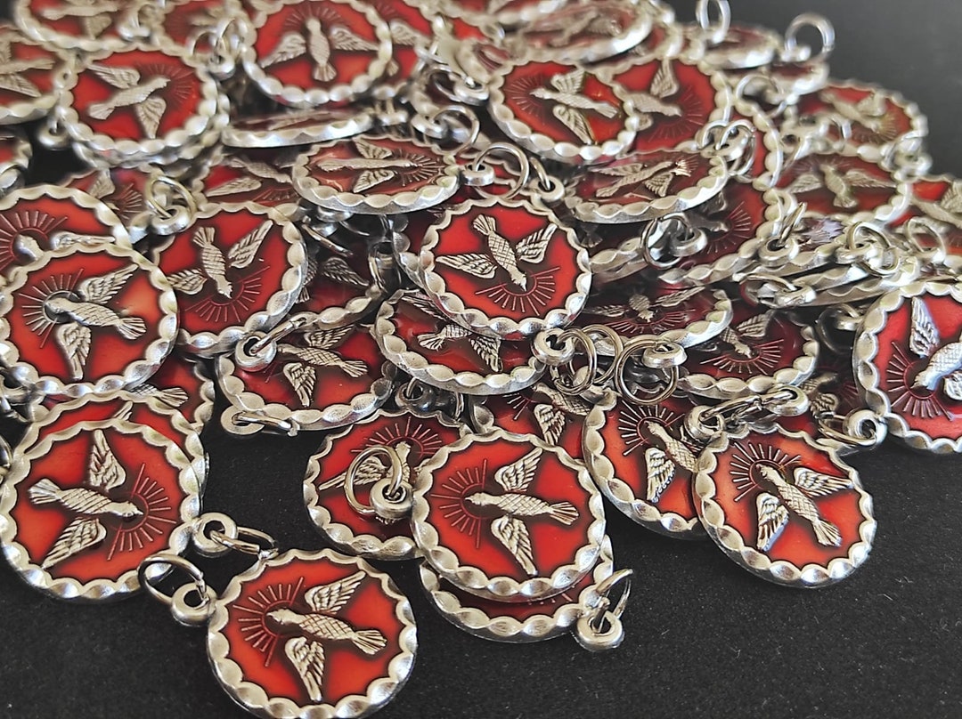 Trinity Dove Statue Confirmation Keepsake Saint Holy Spirit MEDALS ...