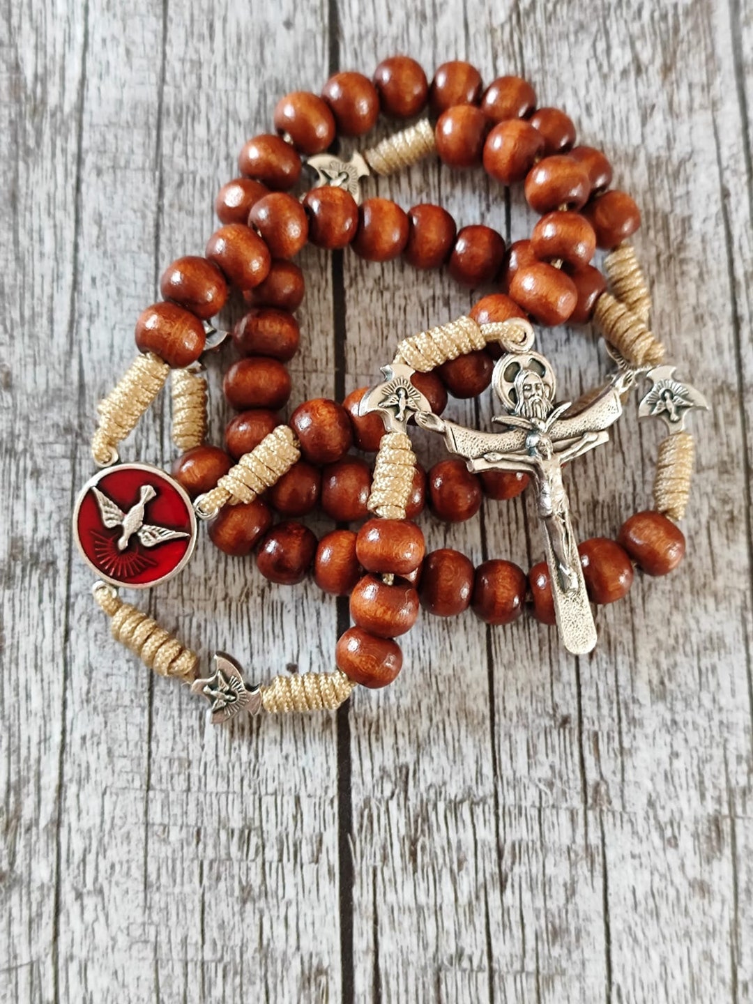 Holy Trinity Cross Rosary, Holy Spirit Catholic Chaplet Prayer Beads ...
