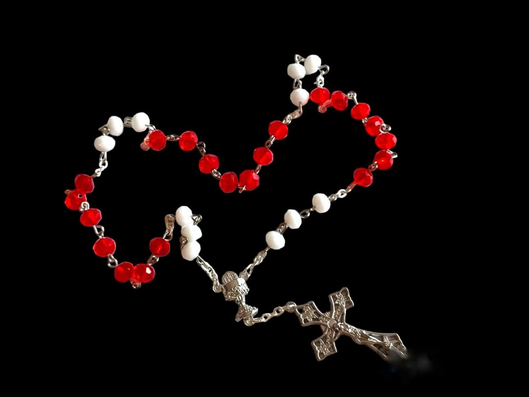 Chaplet of Adoration Rosary: Red & Clear Crystal Beads - Etsy