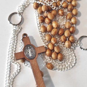 Franciscan Crown Rosary 7 Decade Olive Wood Beads on Chain, 7 Decade ...