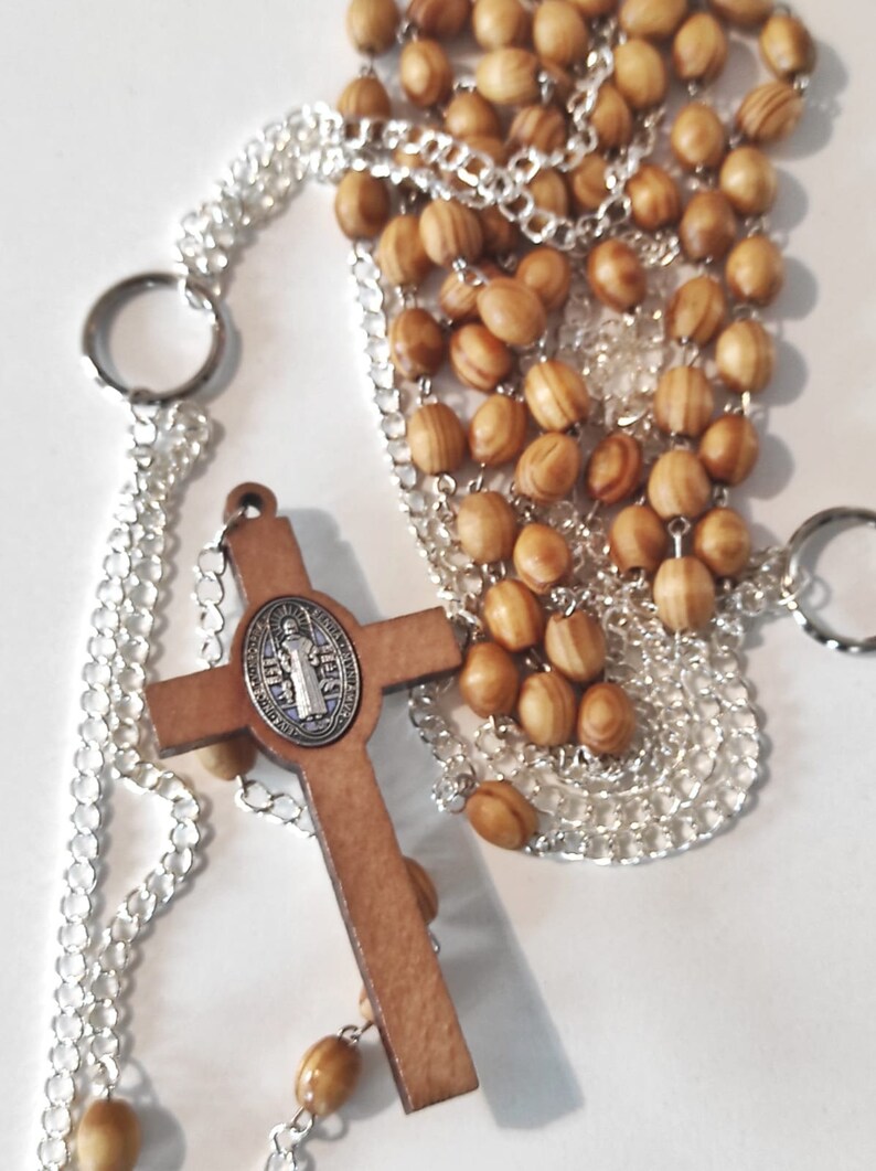 Franciscan Crown Rosary 7 Decade Olive Wood Beads on Chain, 7 Decade ...