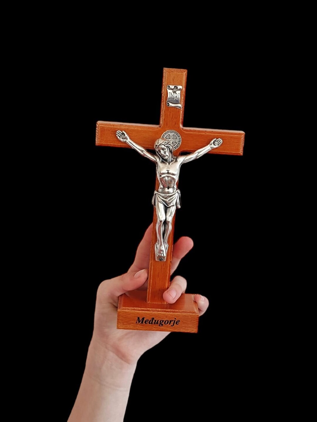 Standing Cross Handcrafted St Benedict Wood Cross, Table Cross, Altar ...