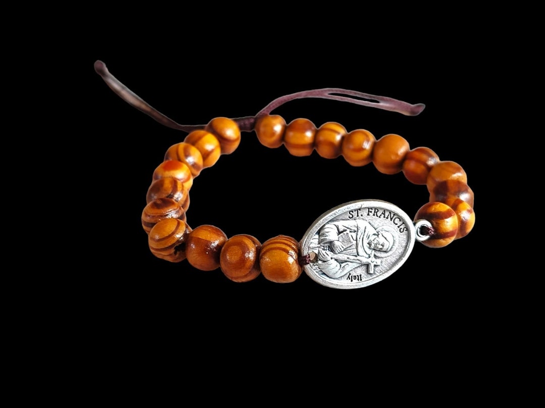 St Francis of Assisi Bracelet Rosary Catholic Saint Medal Men Women ...